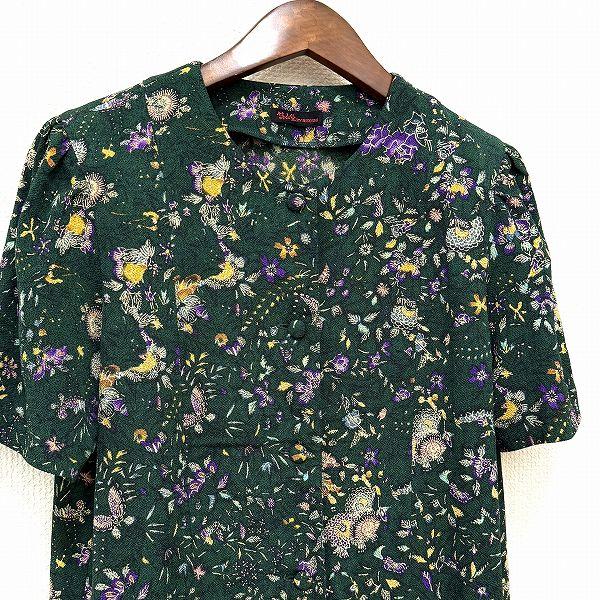 #snc シセンドウ 詩仙堂 BY HITOSHI ワンピース 緑系 マルチ 半袖 花柄 蝶 ちりめん レディース [967322] : アク ...