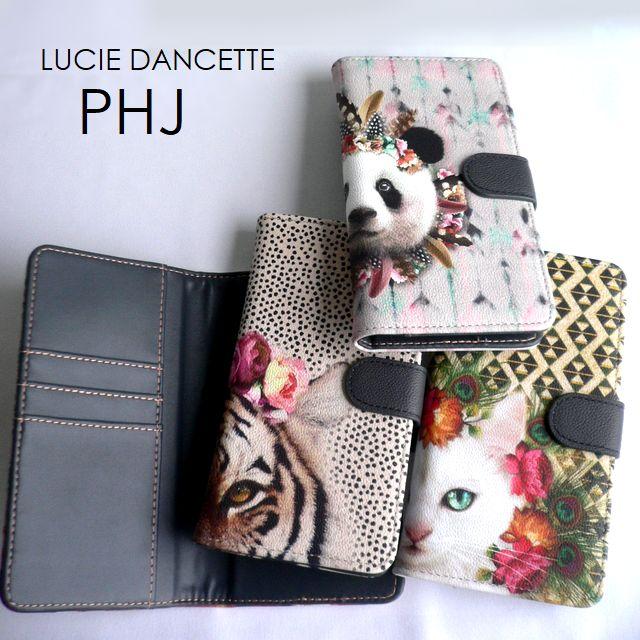 LUCIE DANCETTE リュシー ダンセット PHON CASE 手帳型 スライド スマホケースPHJ 猫/ネコ/犬/イヌ/プードル ...