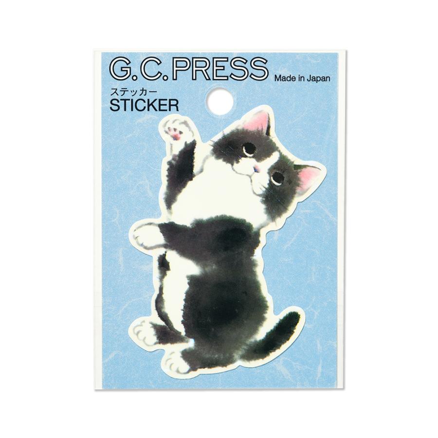 G.C.PRESS ステッカー 墨絵 ねこ はちわれ 522-23｜文房具 デコレーション シール 防水 耐水 スマホ 猫 キャット : アクティブサポート - 通販 - Yahoo!ショッピング