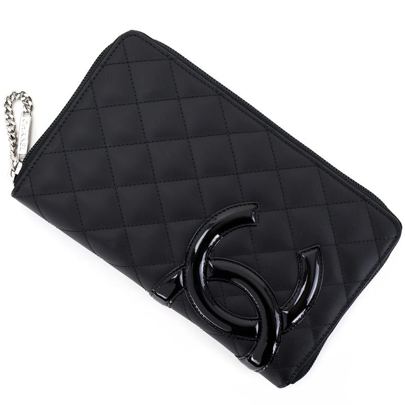 CAMBON シャネル 財布 中古 カンボンライン ラウンドファスナー長財布