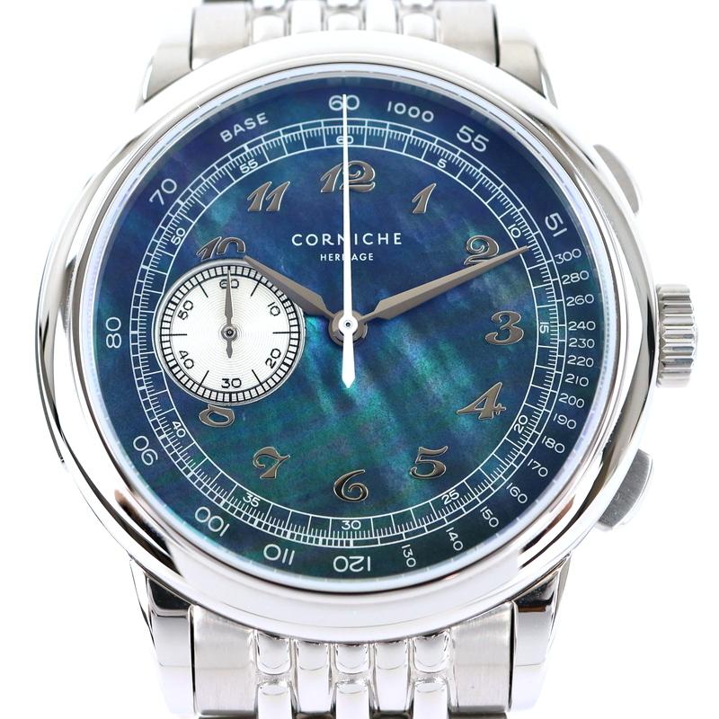 CORNICHE エイチエムエスウォッチストア×コーニッシュ 腕時計 メンズ ヘリテージ クロノグラフ シエルノクターンII HMS別注モデル QZ SS ラバーベルト付き アクトワン ...