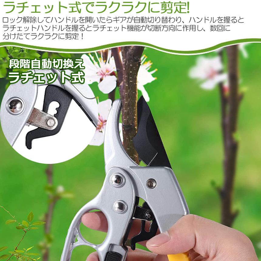 剪定ばさみ ラチェット式 剪定鋏 園芸用はさみ 枝切りばさみ アルミ ラチェット式剪定ばさみ 滑りにくい 軽量 整枝 造園 盆栽 庭園 植木 庭木 :e02-57a:ヒットショップ - 通販 ...