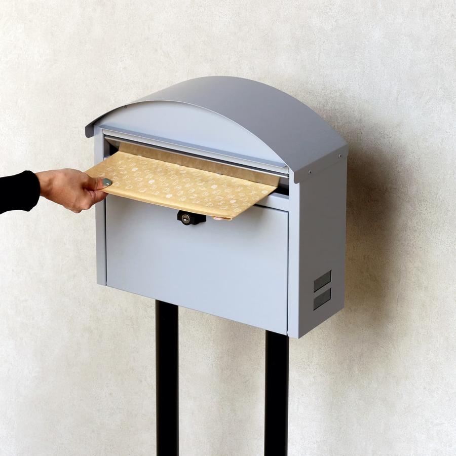 MOJYU スタンドポスト Aron -アロン- クールグレー フォレストグリーン カギ付 スリット窓付 ステンレス投函口 取り出し口ストッパー付 さびにくい : mojy-24002 ...