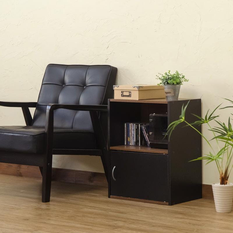 扉付き 2段ラック 下段扉付き カラーボックス 収納ラック 黒系 隠す収納 HMP-22BK : サカベ公式アドホックスタイル家具SHOP - 通販 - Yahoo!ショッピング