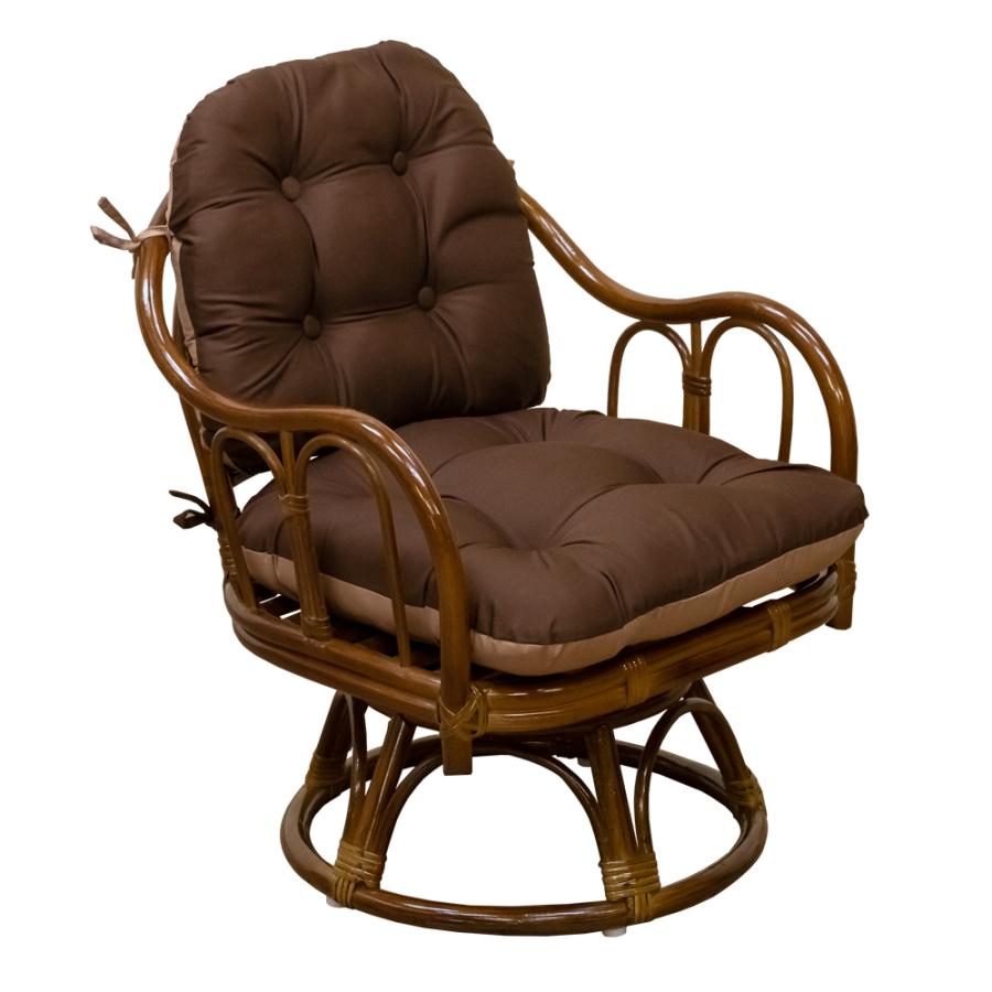 肘付きチェア 回転 高座椅子 ラタン 藤 椅子 肘掛け付き リバーシブルクッション ブラウン IM-18(BR) : サカベ公式アドホック ...
