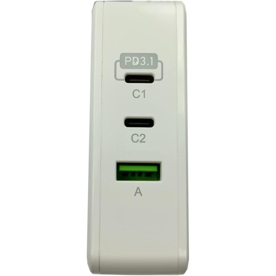アドテック PD3.1充電器 140W 3ポート(eMarker搭載240W Type-Cケーブル(白)付属)(USB-Cx2+USB-A)(GaN/窒化ガリウム )ホワイト APD ...
