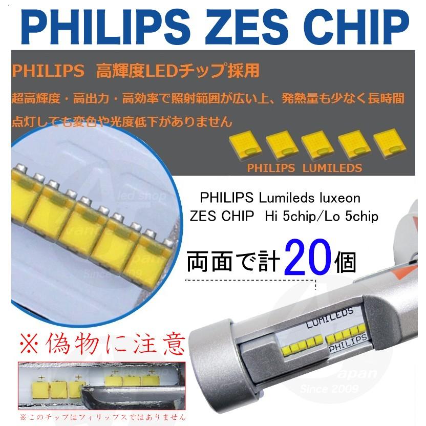 H4 Hi Lo LEDヘッドライト 車検対応 PHILIPS Lumileds ZES CHIP LEDオールインワンキット 30w 4800ルーメン ホワイト6500k フィリップス12v ...