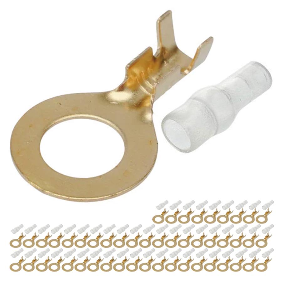 丸型端子 8mm 絶縁スリーブ 各50個セット M8 丸形端子 ターミナル端子 ギボシ端子 丸端子 リング端子 丸型圧着端子 振動や衝撃で抜けにくい : アドバンスワークス セレクト - 通販 ...