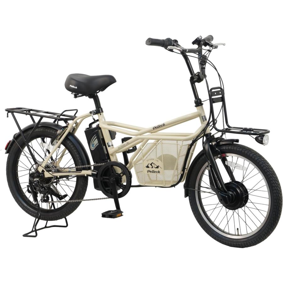 PELTECH パンクしない ペルテック ミニベロe-カーゴ GRC-515L-TC 8Ahバッテリー仕様 20型 7段変速付電動アシスト自転車 OUTDOOR LINE 完成組立品 ...