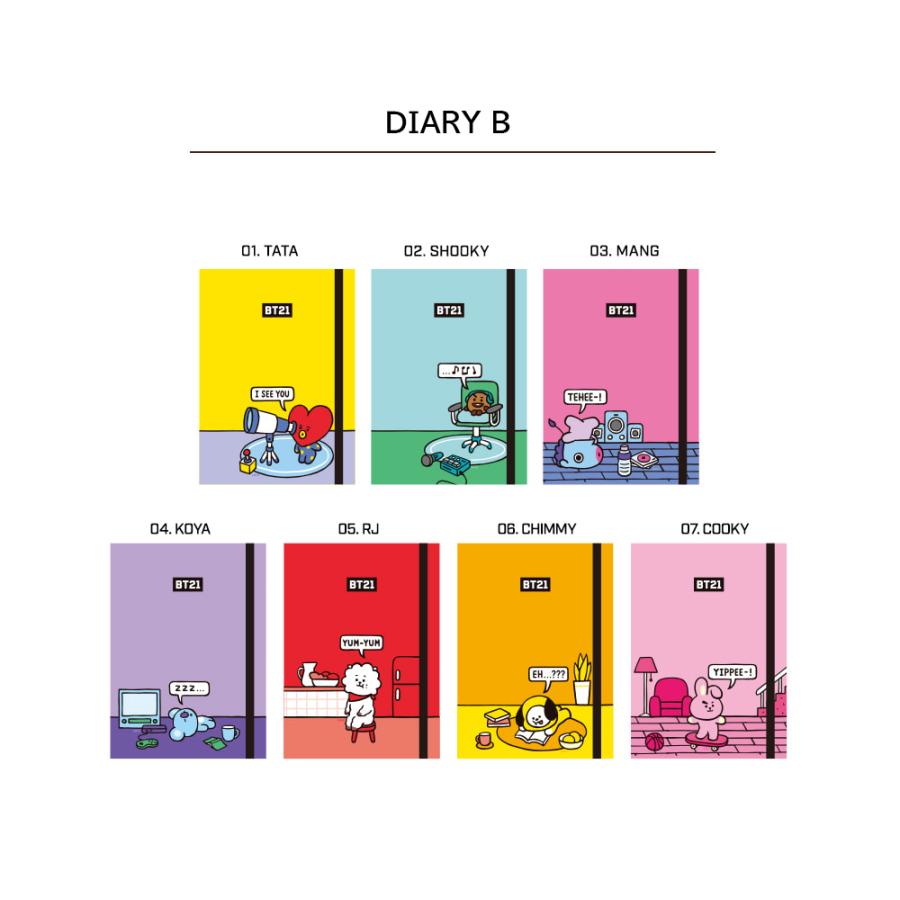 BT21 Diary B【送料無料】BTS公式グッズ ダイアリーノート 日記帳 メモ帳 文房具 ダイアリー 可愛い BT21韓国公式ライセンス ...