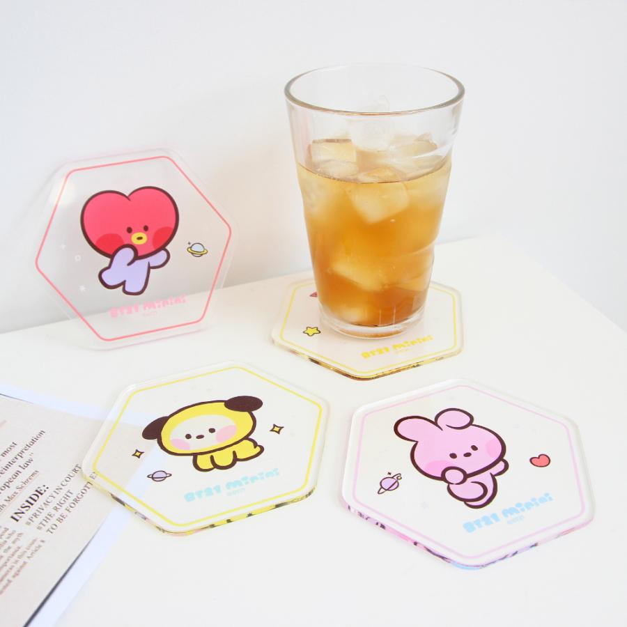 BT21 minini Hexagon Acrylic Coaster【BT21公式グッズ】 コースター フェイス かわいい 使いやすい 防弾 ...