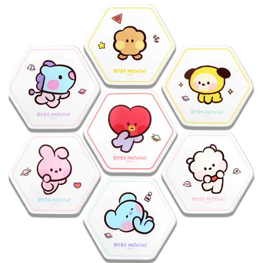 BT21 minini Hexagon Acrylic Coaster【BT21公式グッズ】 コースター フェイス かわいい 使いやすい 防弾 ...