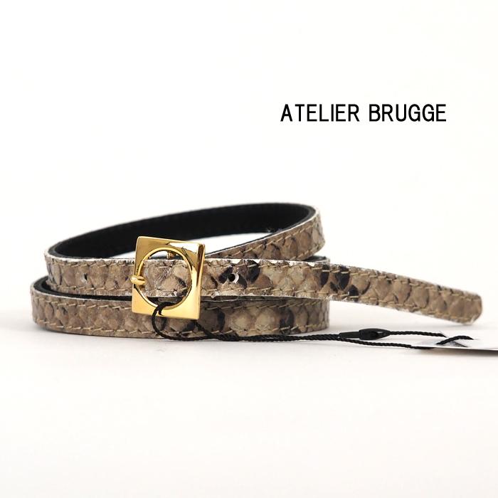 ATELIER BRUGGE（アトリエブルージュ） レザーベルト 1cm幅 細ベルト パイソン柄 レディース : セレクトショップAGIL ...