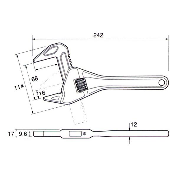 TOP/トップ工業 TMW-1665 トラップレンチ(たて型アルミモーターレンチ) 全長：245mm : プロの工具専門店 愛道具館 - 通販 - Yahoo!ショッピング