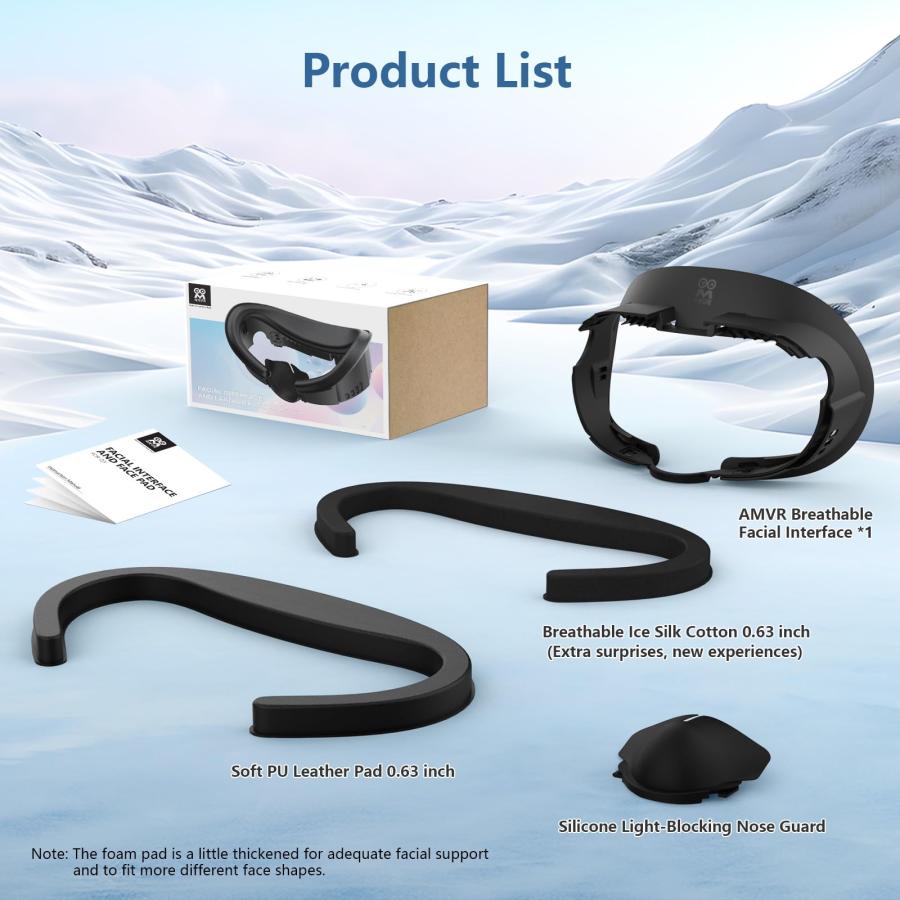 AMVR Quest 3 に対応フェイスクッション、インターフェイスブラケット PU&アイスシルクフェイスフォームパッド 通気性 洗濯 光漏れ ...