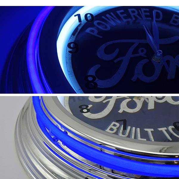フォード ネオンクロック ホワイト ブルー FORD ロゴ ネオン フォード ネオンクロック ホワイト ブルー FORD ロゴ ネオン