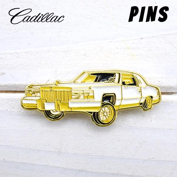 キャデラック CADILLAC ピンバッジ ホワイト ゴールド アメ車 おしゃれ シンプル プレゼント PINS ハットピン バッチ ピンズ ...