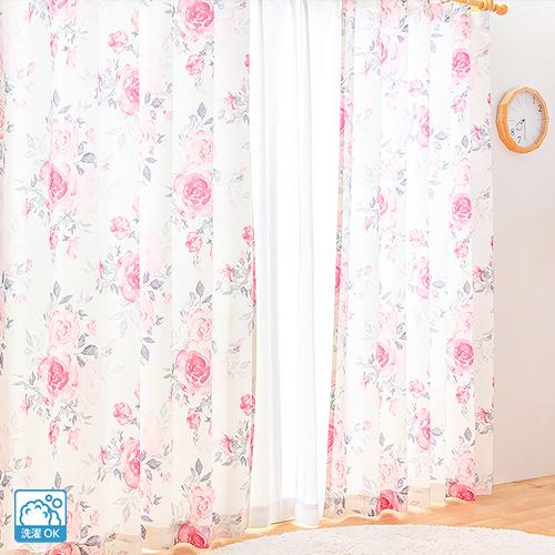 ドレープカーテン オーダーカーテン／幅30〜100cm×丈15〜100cm／大きな花をプリントしたドレープカーテン Fiore「ロジェ」 : オーダーカーテン aiika - 通販 ...