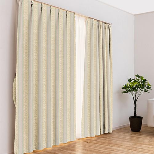 ドレープカーテン オーダーカーテン／ゴールドのラメ糸がアクセントになったダマスク柄ストライプのドレープカーテン「カミラ」 : ct3034 : オーダーカーテン aiika - 通販 ...