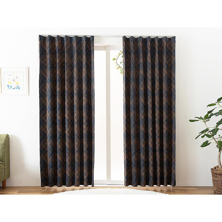 遮光カーテン オーダーカーテン／斜めに交差したラインのジャガード織り2級遮光カーテン Indico「ドリス」 : オーダーカーテン aiika - 通販 - Yahoo!ショッピング