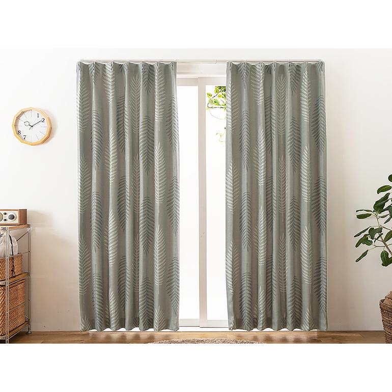 遮光カーテン オーダーカーテン／生地サンプル／大きなリーフ柄プリントの3級遮光カーテン Indico「フォリエ」 : オーダーカーテン aiika - 通販 - Yahoo!ショッピング