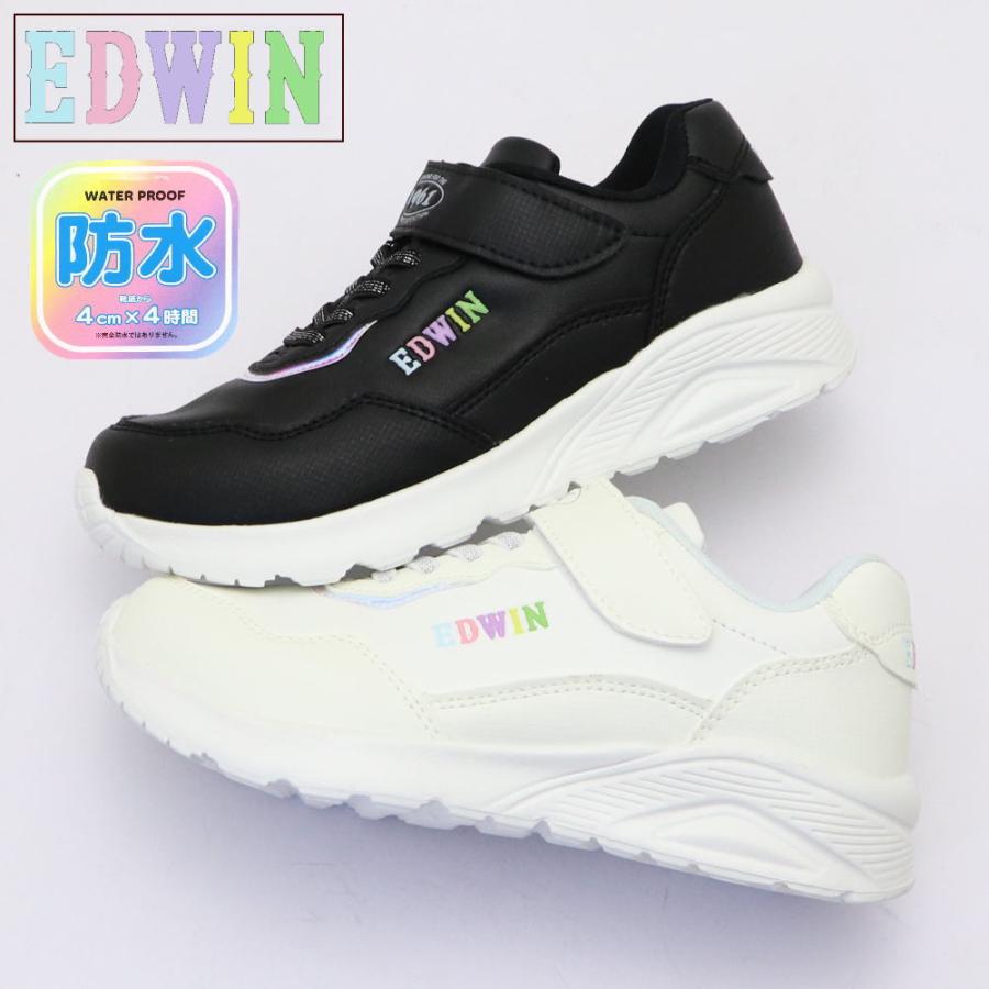 EDWIN キッズ ジュニア スニーカーEDWIN エドウィン 防水 ガールズ ローカット かわいい おしゃれ 紐なし 軽量 カラフル マジックテープ ベルクロ 通学 No.3677 : 靴の ...