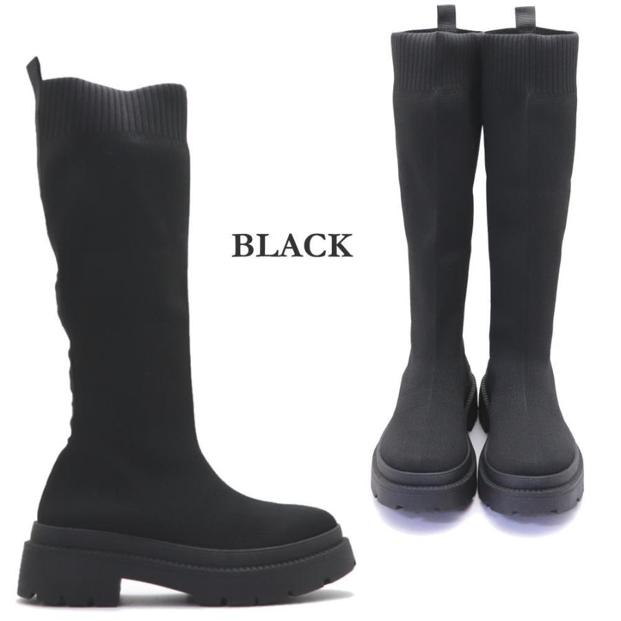 即納 厚底 5.5cmヒール ロングブーツ ニットブーツ レディース チャンキーヒール 伸びる No.1935 : 靴のAIKA - 通販 - Yahoo!ショッピング