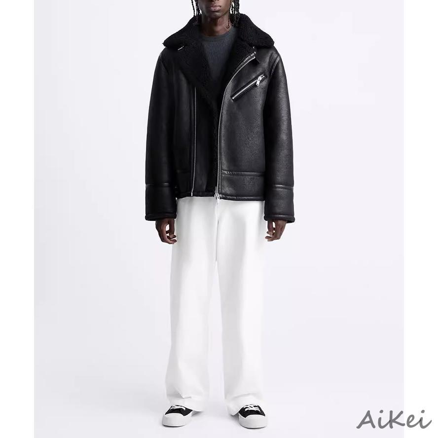 ムートンジャケット メンズ ボアジャケット ブルゾン ボア あったか