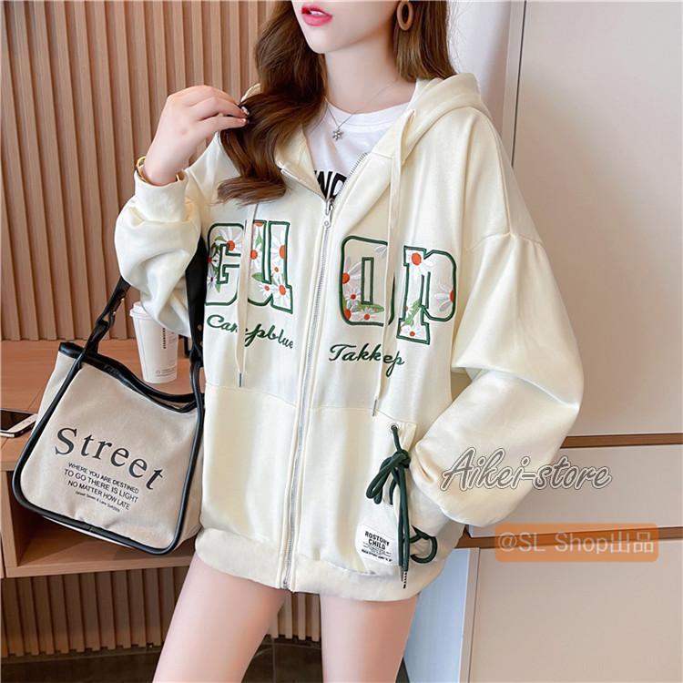 パーカー レディース 長袖 秋 トップス 大きいサイズ ゆったり 英字柄 刺繍 ポケット付き フード付き カジュアル おしゃれ 秋服 ...