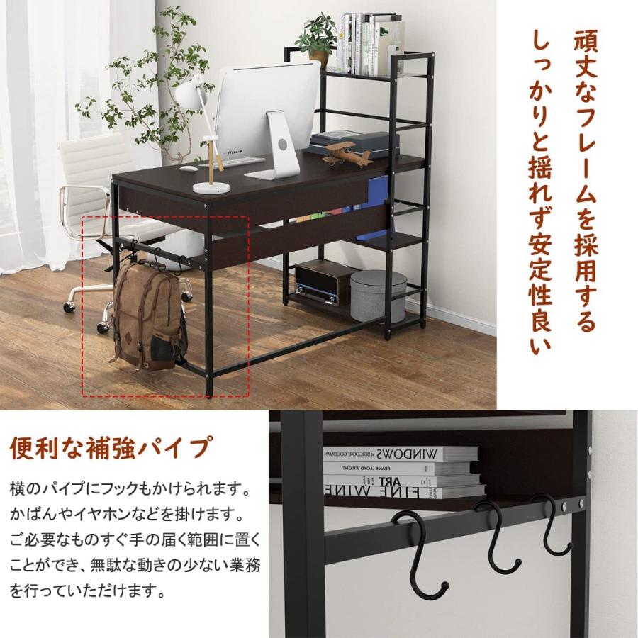 [20-21日限定10倍P付] 在宅 引き出し付きデスク 幅120 奥行60cm 在庫一掃セール DEWEL 3段収納ラック付き 左右入替え 学習デスク コンパクト オフィスデスク : 愛喜 ...