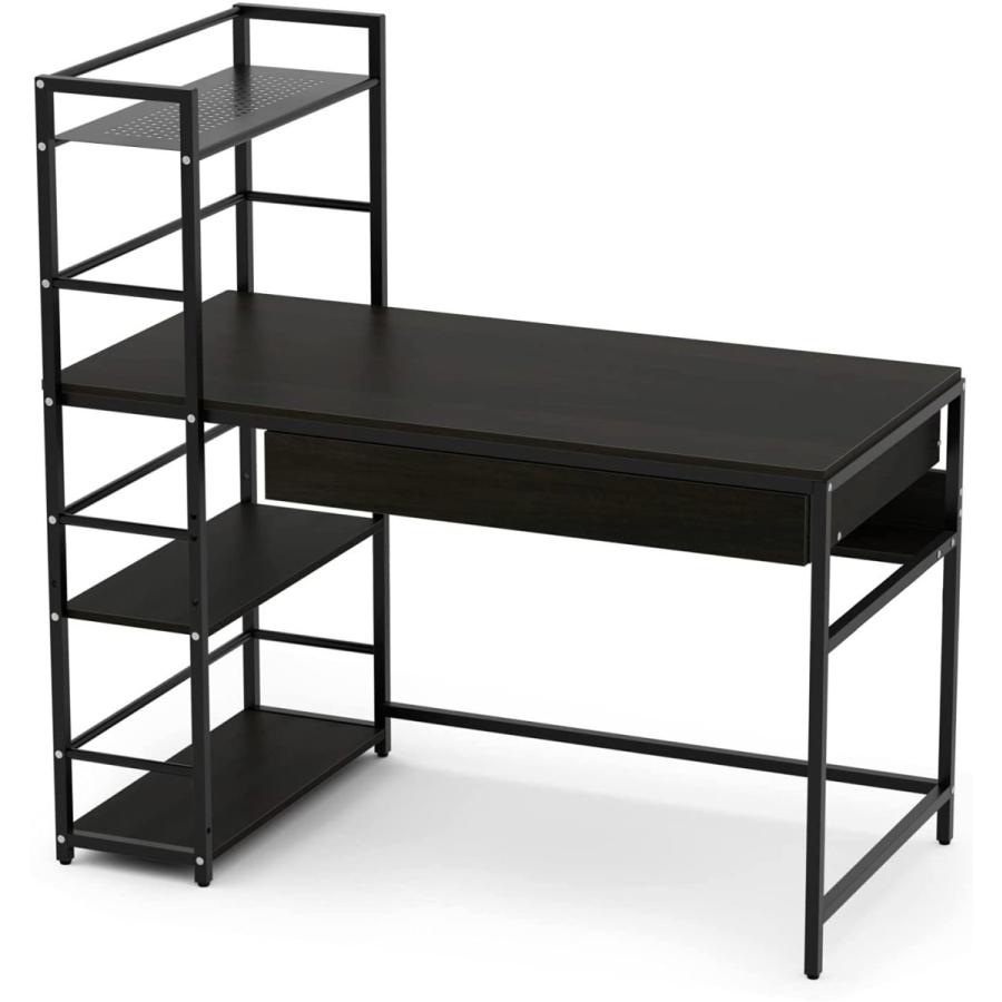 [20-21日限定10倍P付] 在宅 引き出し付きデスク 幅120 奥行60cm 在庫一掃セール DEWEL 3段収納ラック付き 左右入替え 学習デスク コンパクト オフィスデスク : 愛喜 ...