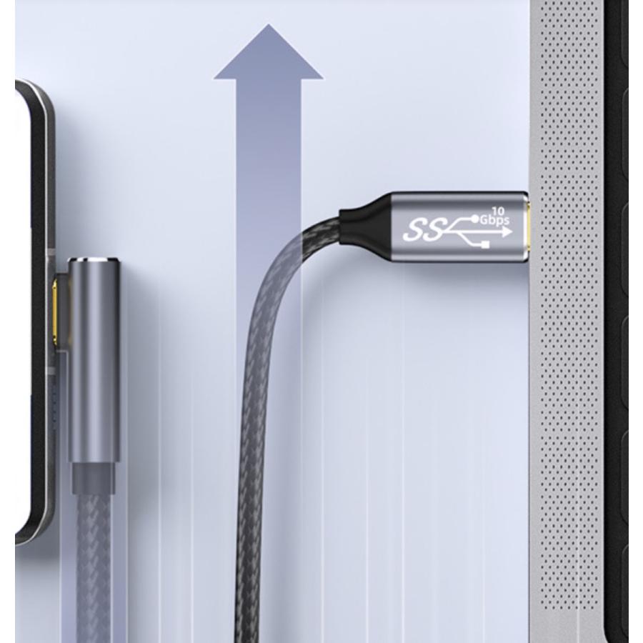 TYPE C L型ケーブル USB3.2 Gen2 10Gbps 高速データ転送 2m 100W PD3.0 4K映像出力ビデオ伝送 タイプC ...
