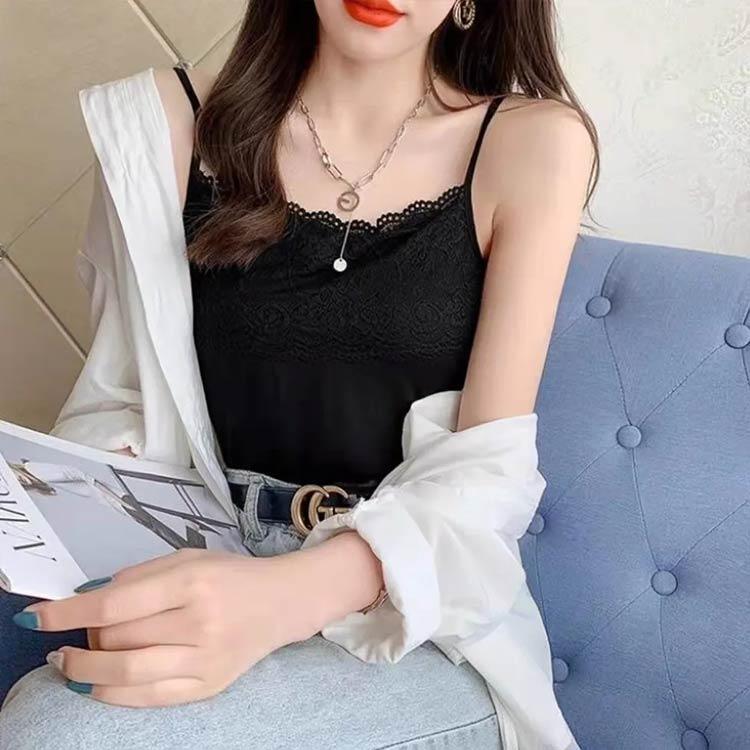 2枚セット かわいい レースキャミソール 透けない レディース スクエアネック フィット 胸元レース 細ストラップ レースキャミ 下着 伸縮 : aimerfleur - 通販 - Yahoo ...