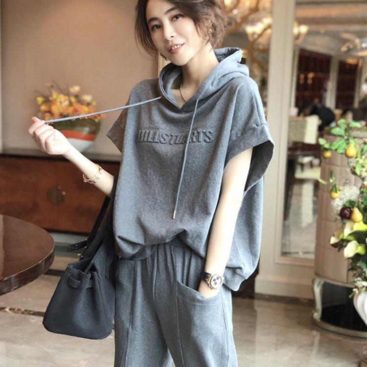 おしゃれ 半袖 スウェット 夏 上下セット 2点 フード付き カジュアルセットアップ ジャージ 大きいサイズ 7分丈パンツ 春秋 無地 ゆったり カジ : aimerfleur - 通販 ...