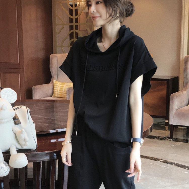 おしゃれ 半袖 スウェット 夏 上下セット 2点 フード付き カジュアルセットアップ ジャージ 大きいサイズ 7分丈パンツ 春秋 無地 ゆったり カジ : aimerfleur - 通販 ...