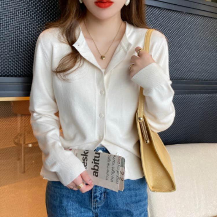 通学 無地 ショート 春 全7色 秋 レディース 羽織り カーディガン 秋冬 通勤 ニット オフィス ラウンドネック 冬 : aimerfleur - 通販 - Yahoo!ショッピング