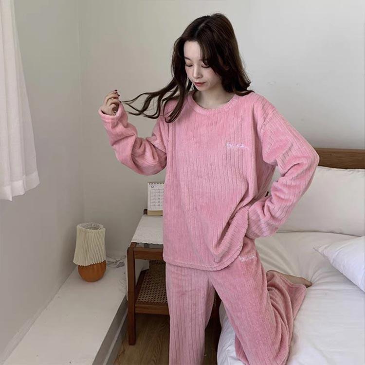 2点セット パジャマ レディース 女性 長袖 セット ルームウェア 上下セット ロングパンツ 部屋着 寝間着 暖かい 前開き 対策 春 秋 冬 裏起毛 :uneile490121 ...