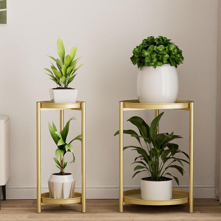 フラワースタンド 2段 鉢置き 花台 丸型 屋外 室内 アイアン ゴールド 北欧 おしゃれ 植木鉢 置き スタンド 観葉植物 台 スリム 園芸ラック :yuzu372741 ...