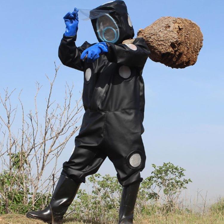 スズメ蜂 防護服 スズメバチ駆除用蜂防護服 フェイスネット付き 通気性 つなぎ服 ハチ防護服 扇風機付属 3つファン付き 手袋 収納袋 メガネ付き 送 :yuzu372840 ...