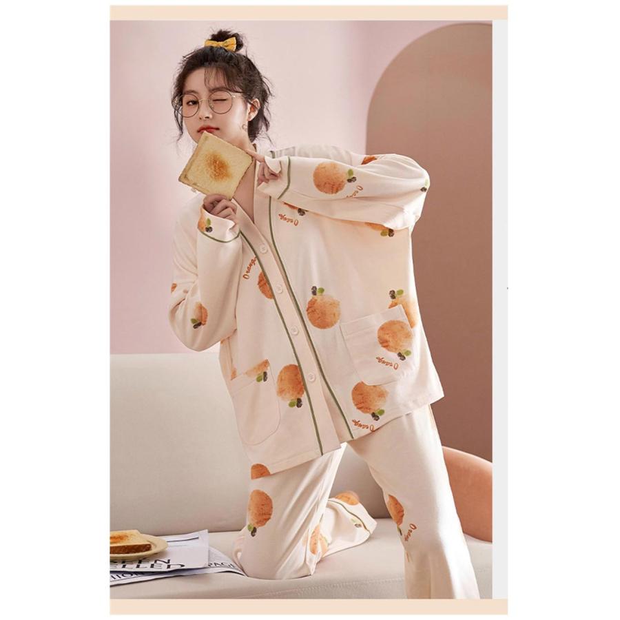 ルームウェア レディース パジャマ 上下セット 長袖 前開き Vネック 長ズボン 和風 春 秋 冬 ナイトウエア 寝間着 セットアップ ゆったり 大き : aimerfleur - 通販 ...