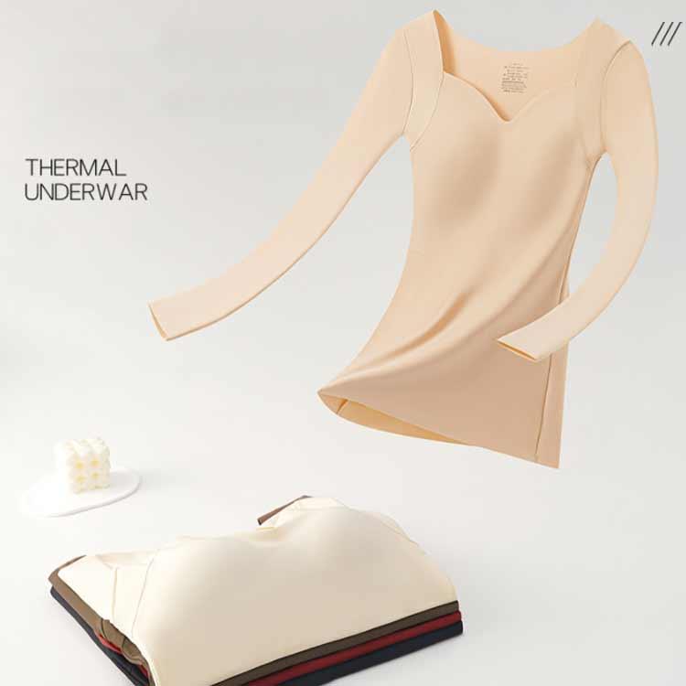 チクチクしない インナー レディース 防寒インナー 冬用 長袖 暖かい 着ぶくれしない あったかインナー 吸湿発熱 Vネック ストレ : aimerfleur - 通販 - Yahoo!ショッピング