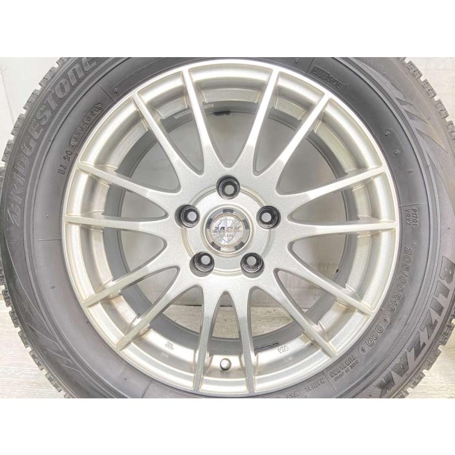BRIDGESTONE 中古タイヤ スタッドレスタイヤ ホイールセット 4本セット 205/60R16 ZACK 16x6.5 35 114.3-5穴 ブリヂストン ブリザック VRX ...