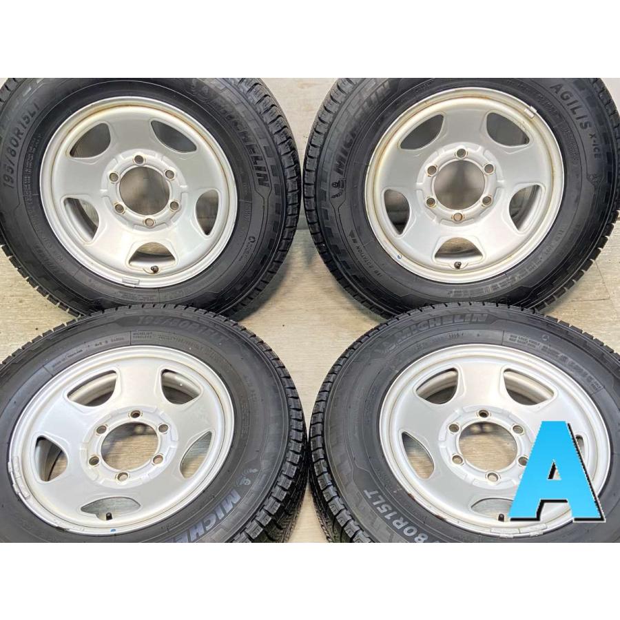 ミシュラン 中古タイヤ スタッドレスタイヤ ホイールセット 4本セット 195/80R15 107/105 LT TOPY S54A 15x6.0 139.7-6穴 AGILIS X-ICE ...