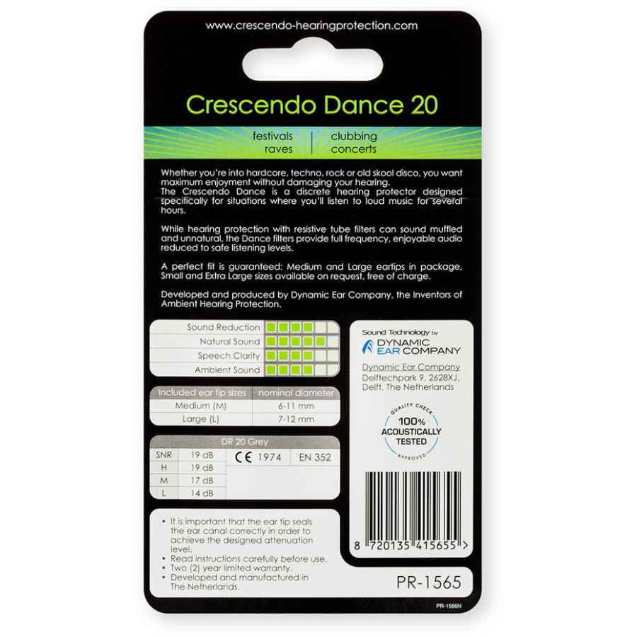 Crescendo Dance 20 ハードコア/テクノ/ロック/ディスコなどの大音量音楽用 イヤープロテクター 耳栓/メール便発送・代金引換 ...