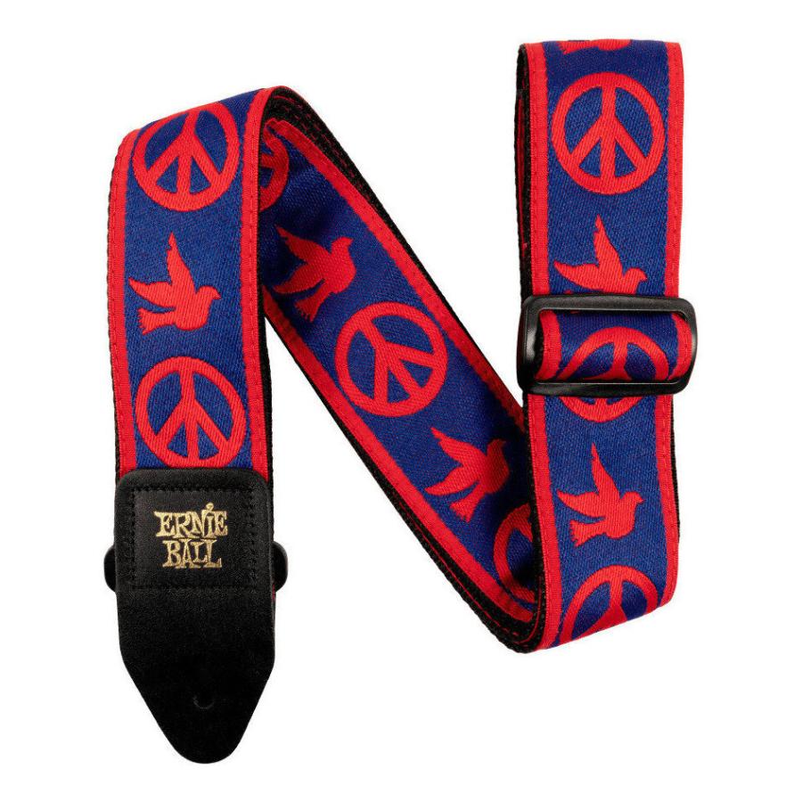 ERNIE BALL 4698 RED AND BLUE PEACE LOVE DOVE ジャカード織 ギターストラップ/メール便発送・代金 ...