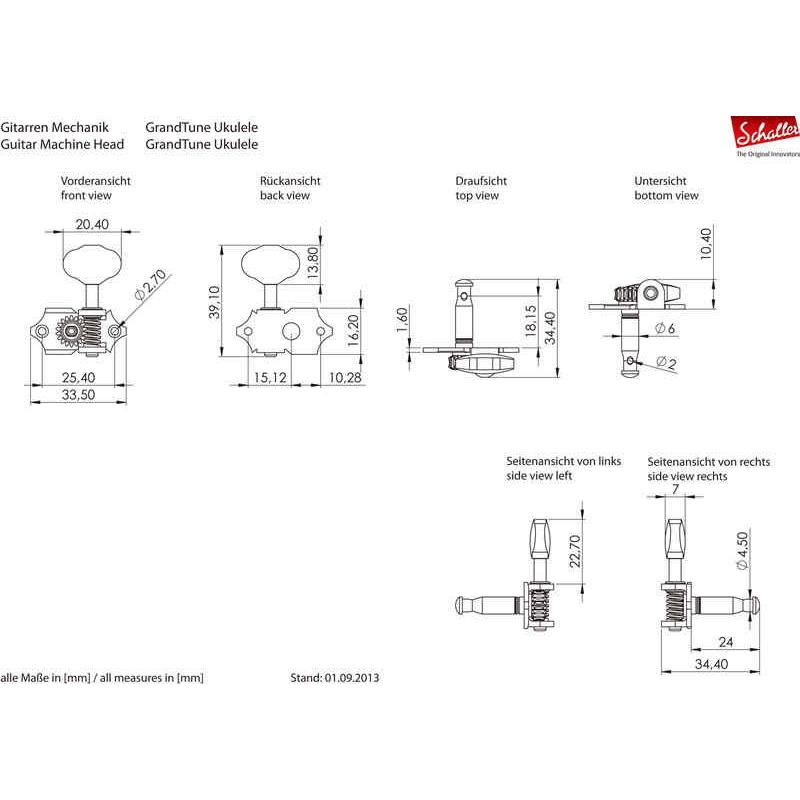 Schaller GTU CH42(L2R2) [Chrome/Ebony(ボタン)] ウクレレ用ペグ(糸巻き)セット : さくら山楽器 ...