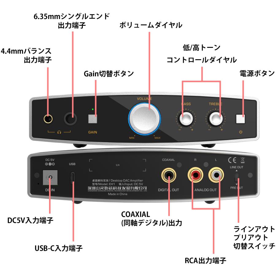SHANLING EH1 BLACK シャンリン コンパクト デスクトップ DAC/AMP : さくら山楽器 - 通販 - Yahoo!ショッピング