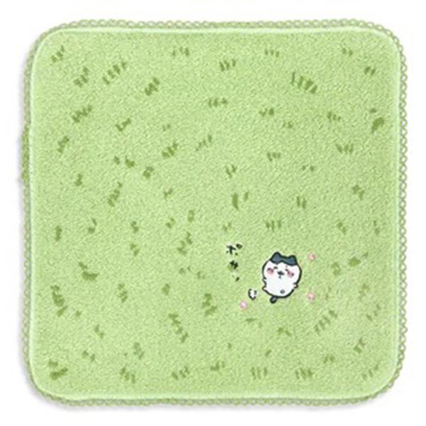 ちいかわ/ミニタオルハンカチ ハンドタオル キャラクター 刺繍 かわいい ギフト/草むら グリーン ハチワレ 5602798 ...