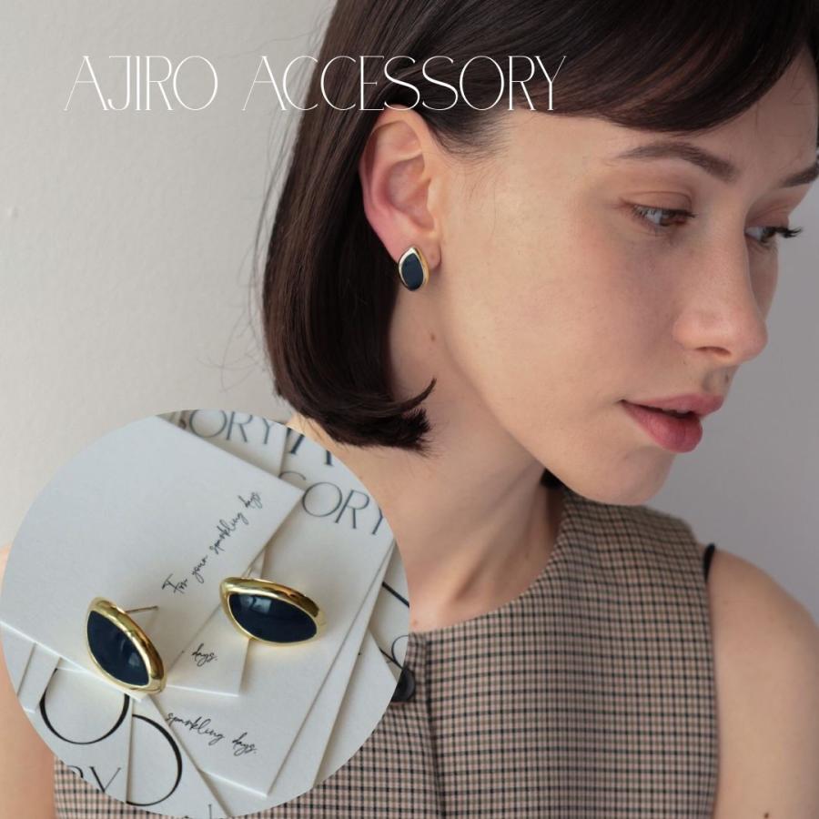 AJIRO ACCESSORY ピアス レディース プチプラアクセサリー カジュアル ネイビー 大ぶり ゴールド おしゃれ シンプル オフィス ...