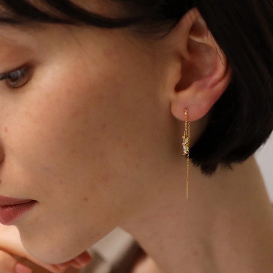 AJIRO ACCESSORY ピアス レディース アメリカンピアス チェーン シルバー925 シルバー ゴールド おしゃれ キラキラ オケージョン ajiro accessory P273 ...